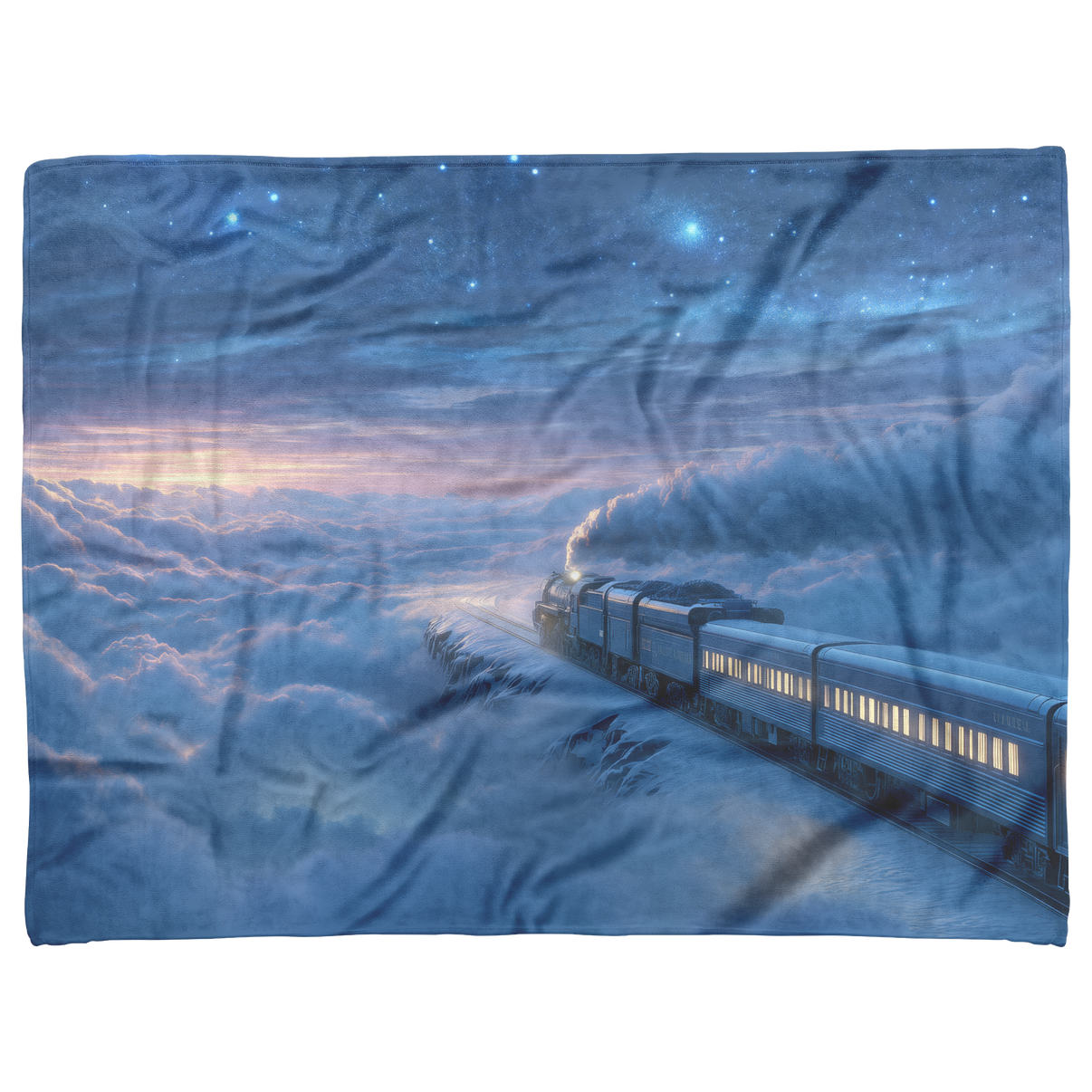 Dreamy Starlight Train Flying Through Clouds Like Polar Express Sherpa