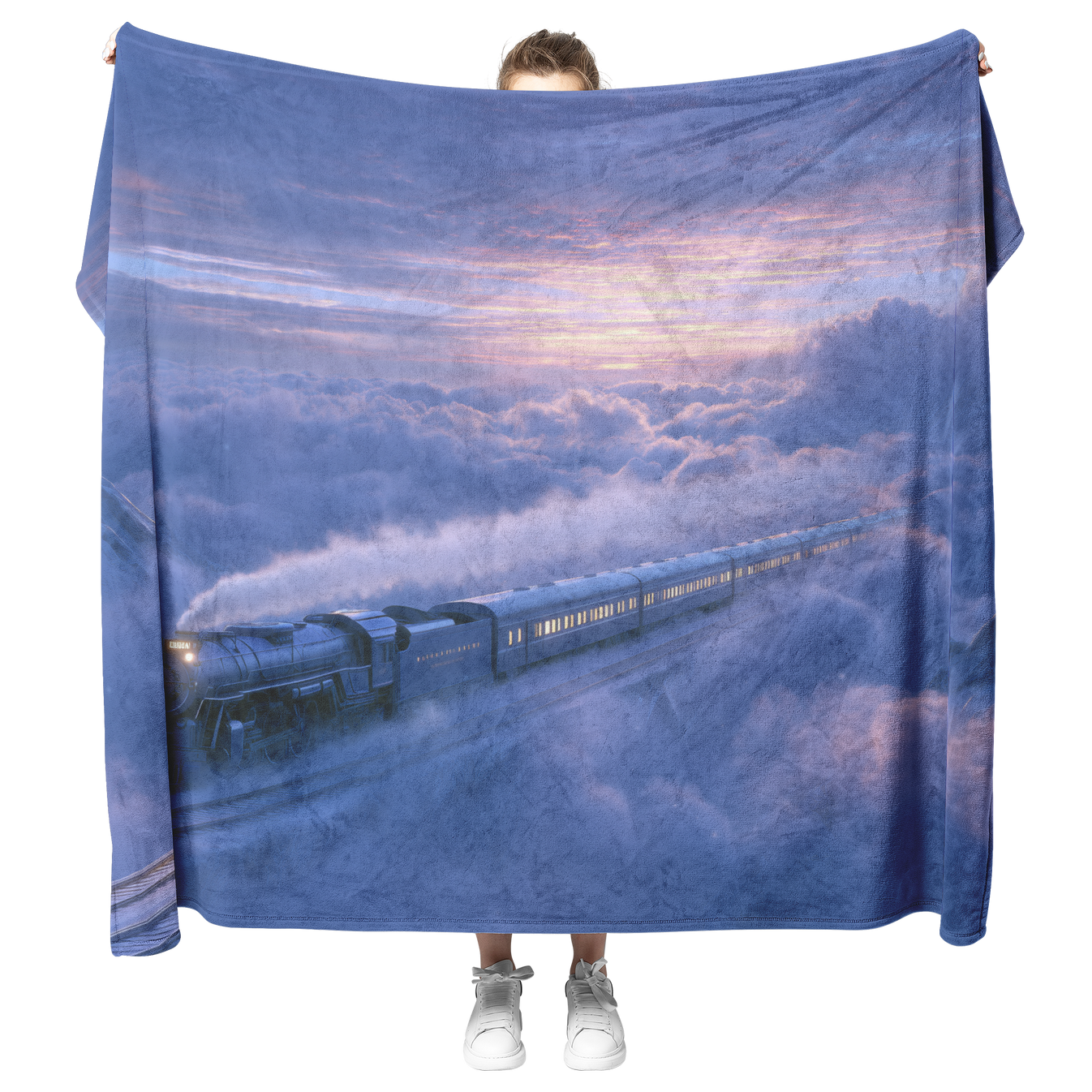 Dreamy Starlight Train Flying Through Clouds Like Polar Express Sherpa