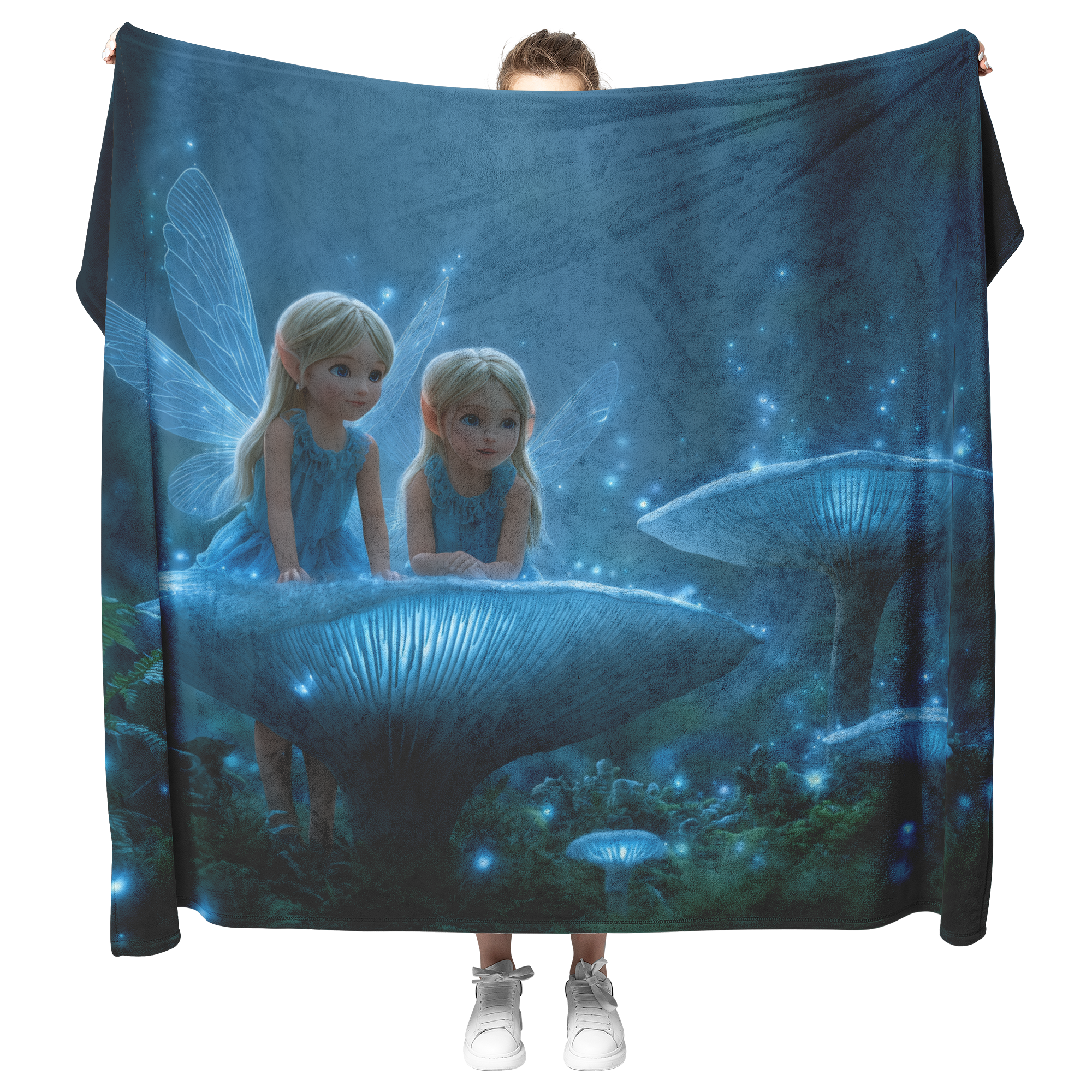 Tiny_Fairies_With_Blue_Eyes_Resting_On_B_H_Blanket_Model_Mockup ...